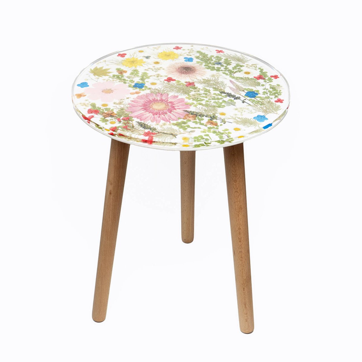 Leni Handcrafted Resin Side Table Barbeton Daisy White 40x40x51.5cm ...