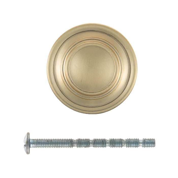 Taskmaster 34mm Brushed Brass Round Cabinet Knob - 1 Pack - Bunnings ...