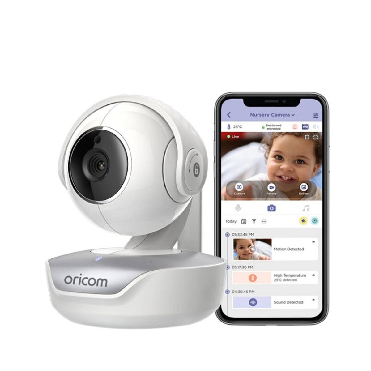 Oricom OBHPTZ Smart HD Video Baby Monitor with Motorised Pan Tilt ...