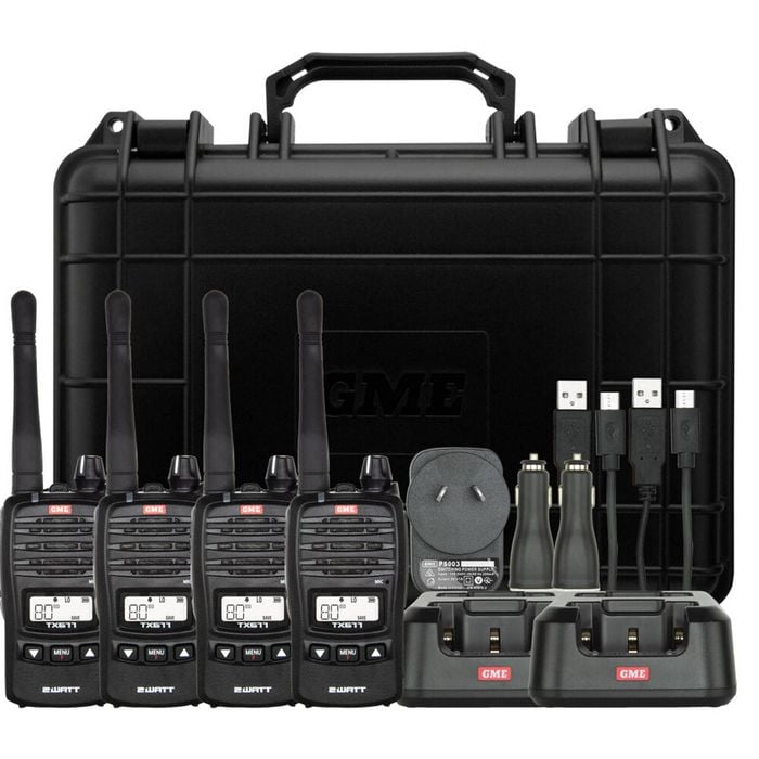 GME UHF CB 2 Watt Ultra Compact 80 Channel Handheld Radio Quad Pack ...