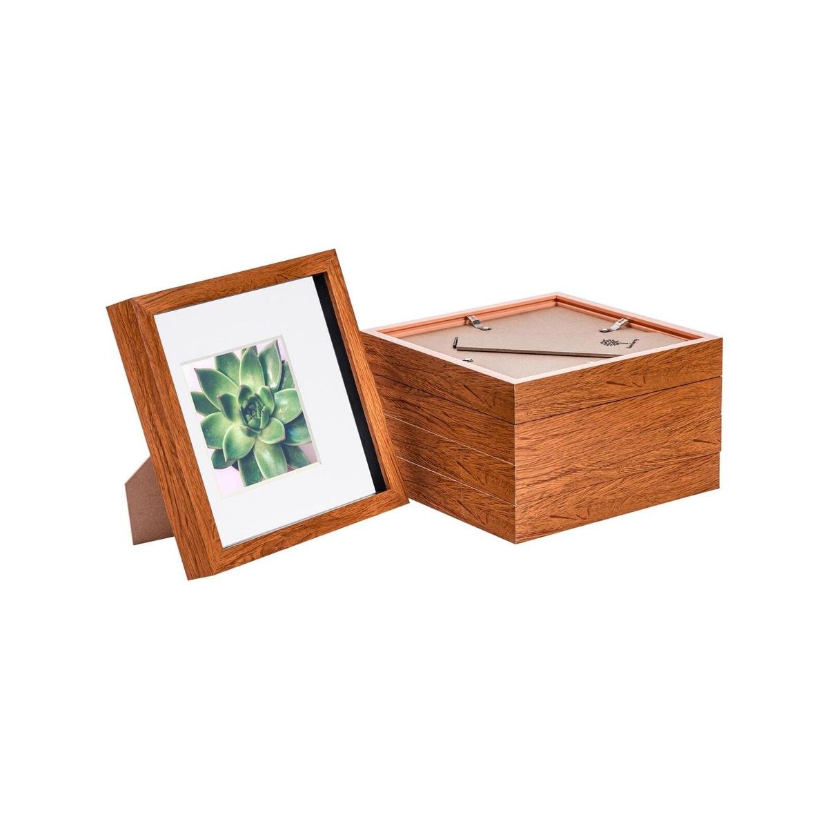 Nicola Spring Acrylic 3D Box Photo Frames with 4" x 4" Mounts - 8" x 8 ...