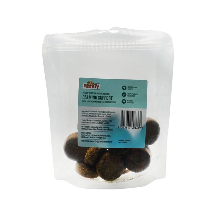 Trusty 300g Calming Support Peanut Butter Flavoured Cookie Dog Treats ...