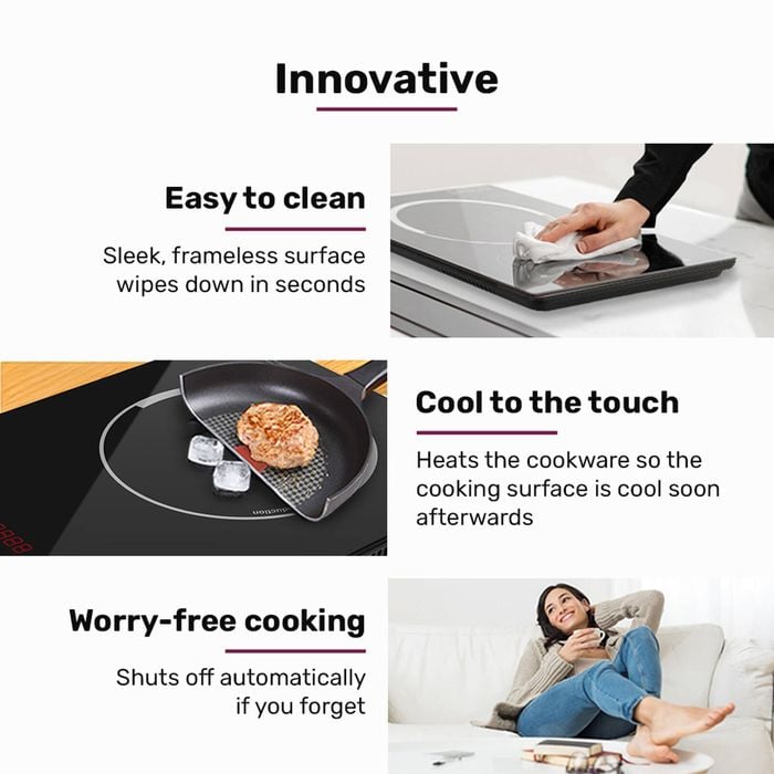 EUROCHEF Induction Cooktop, 2000W, 9 Heat Levels, Fast Electric ...