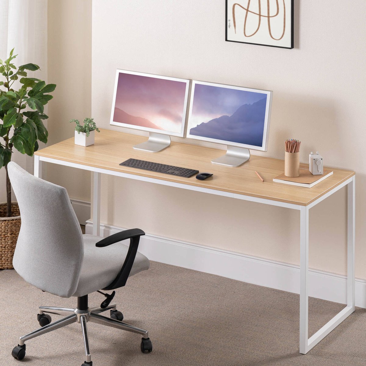Zinus Computer Desk Home Office Wooden - White 160cm - Bunnings Australia