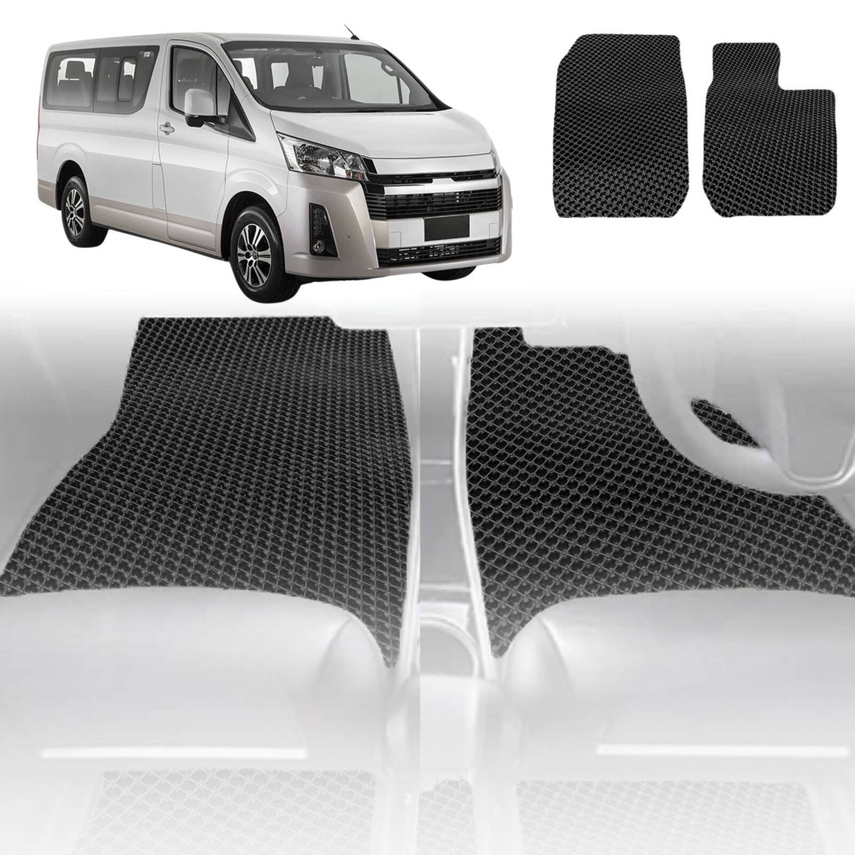 6D Diamond Car Floor Mats for Toyota Hiace Van 2005-2019-Front Set ...