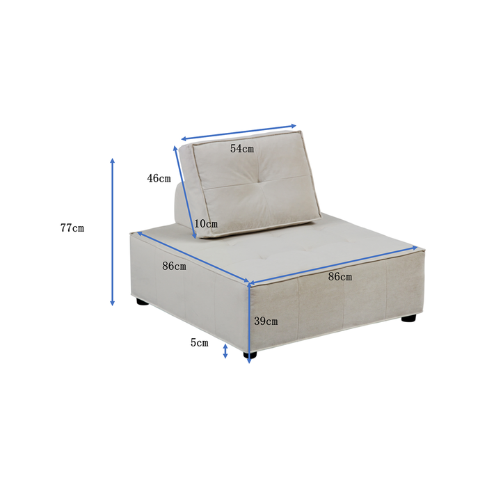 Foret 3pc Armless Seat Modular Extension Lounge Couch Velvet Sofa Light Grey - Bunnings Australia