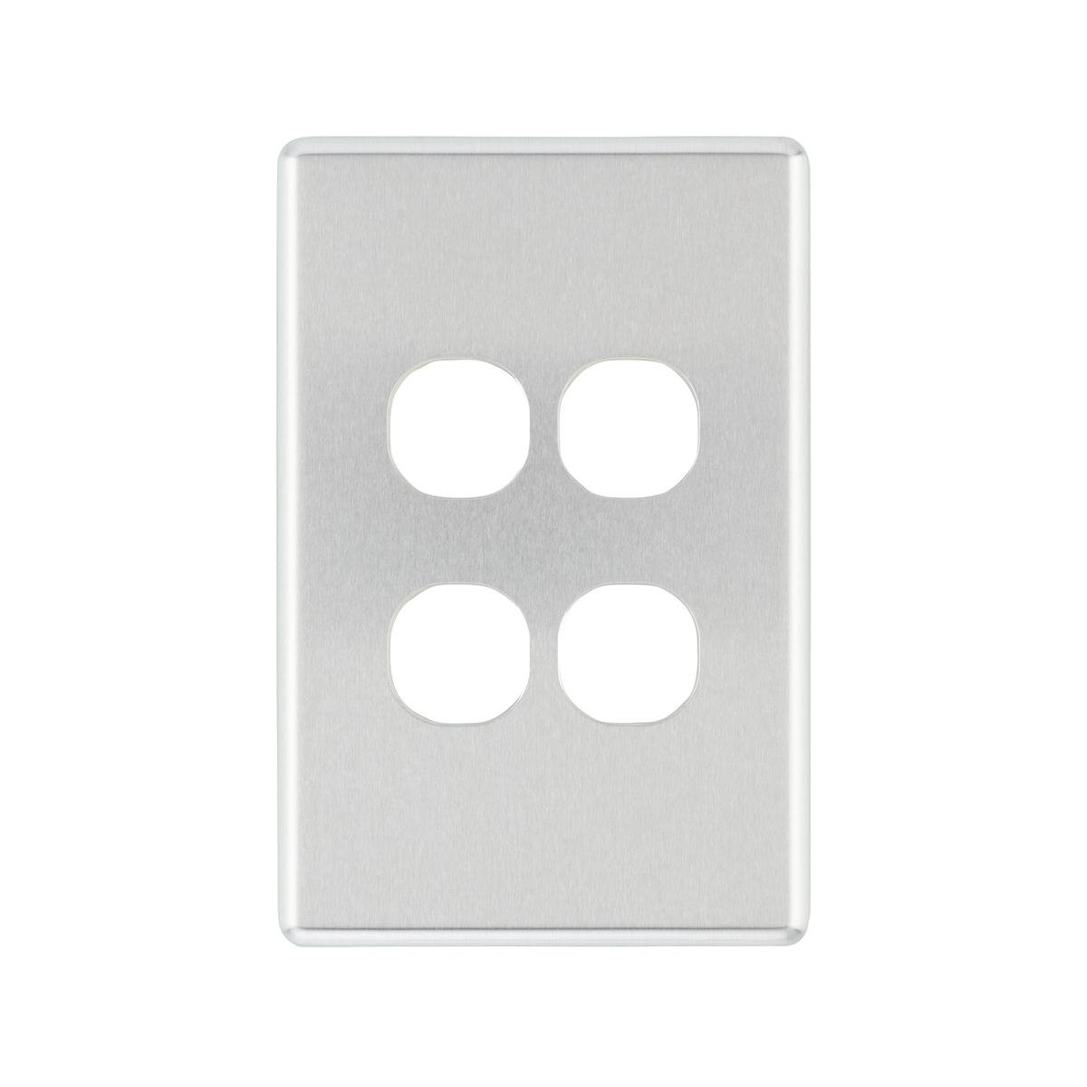 Deta S-Line Brushed Aluminium 4 Gang Switch Cover Plate - Bunnings ...