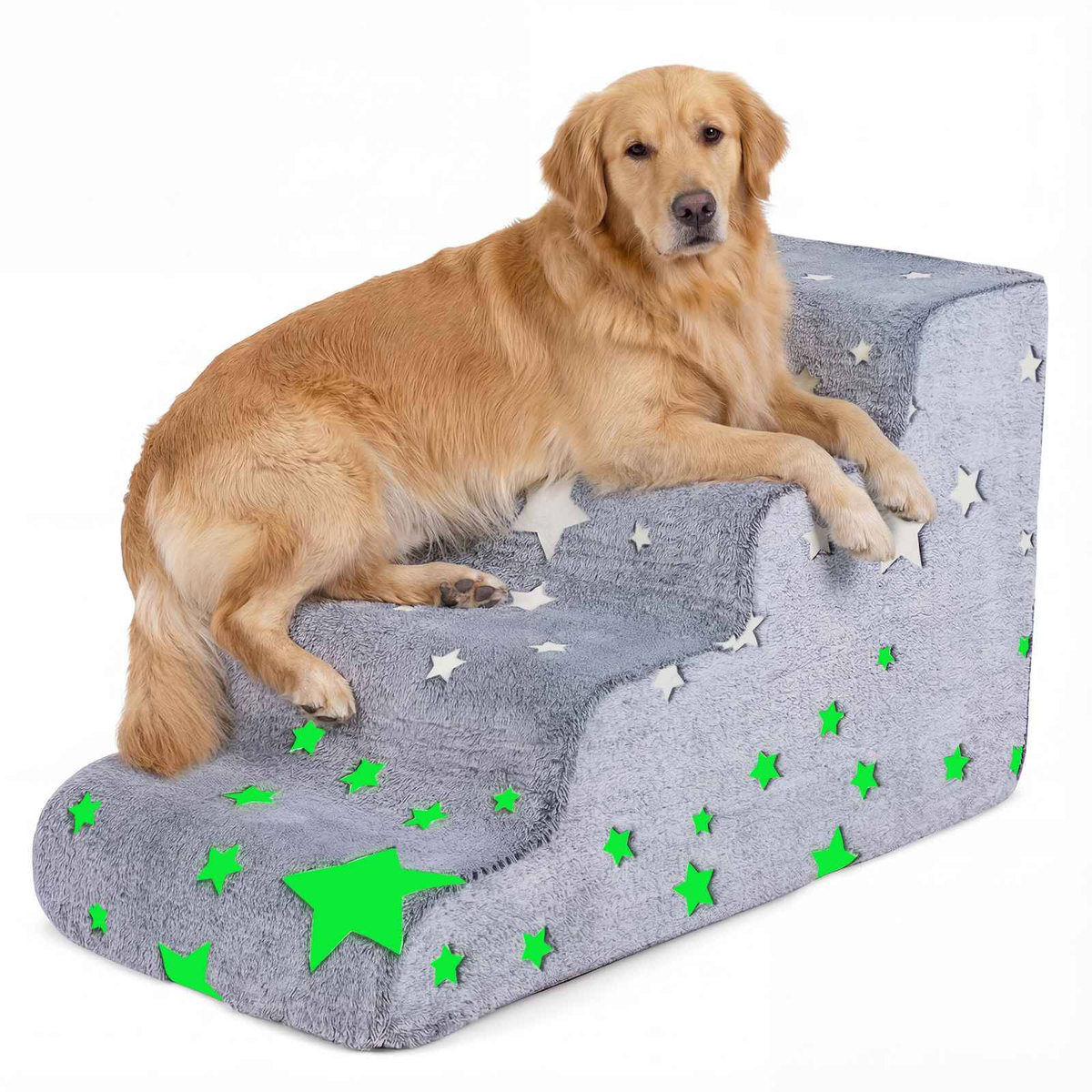 Costway 4 Steps Pet Ramp Glow-in-the-dark Dog Stairs Non-slip ...