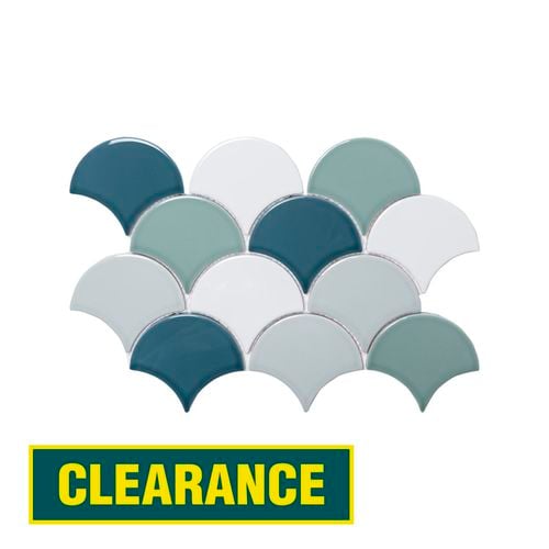 Decor8 Tiles 334 x 221mm Boulevard Fan Seaside Gloss Ceramic Mosaic ...