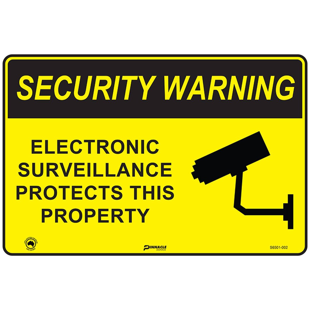 Pinnacle 600 x 400mm Metal Security Warning Electronic Surveillance ...