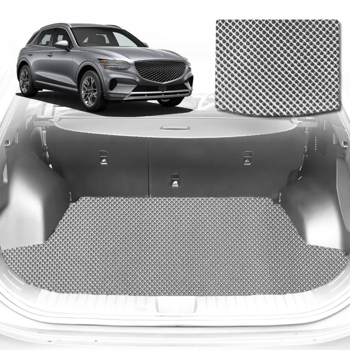 6D Diamond Car Boot Mat for Genesis GV70 IK2022-Current-Cargo Mat-Grey ...