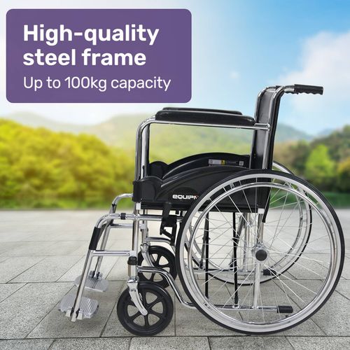 EQUIPMED Folding Manual Wheelchair Self Propelled, 24" Rear Wheels ...