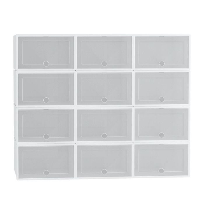 Artiss Shoe Box Rack DIY Set of 12 Stackable White Abel - Bunnings ...