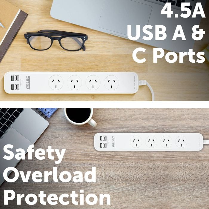 Arlec 4 Outlet Powerboard With USB 2A And 2C Charging Ports - Bunnings ...