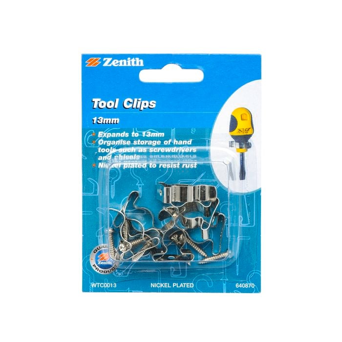 Zenith 13mm Nickel Plated Tool Clip - 7 Pack - Bunnings Australia
