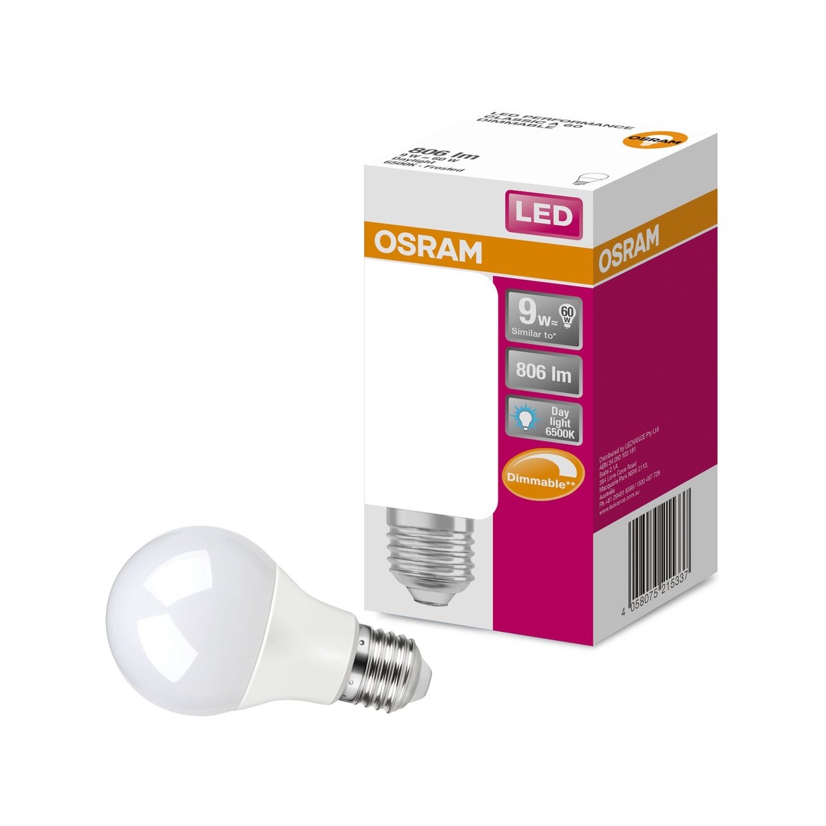 Osram LED A Shape Dimmable 9W 806lm DL E27 Light Globe - Bunnings Australia