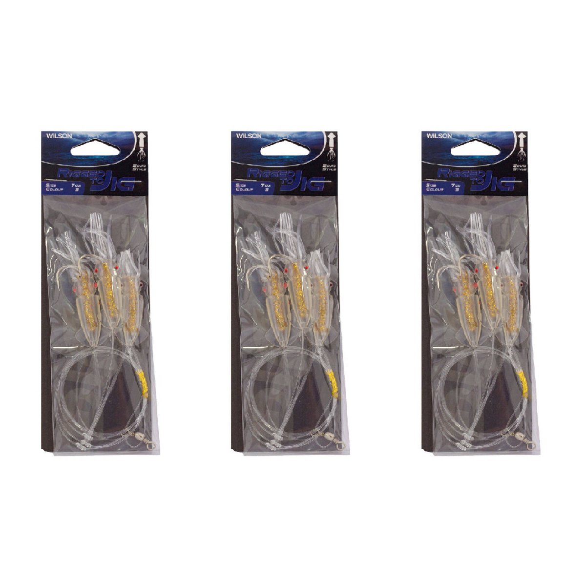 3x Wilson Rigged to Jig Rig 3 Hook Squid Style Jig Fully UV Active ...