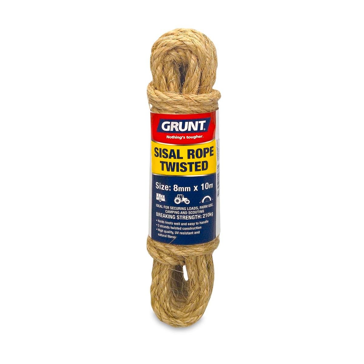 Grunt 8mm x 10m Sisal Twisted Rope - Bunnings New Zealand