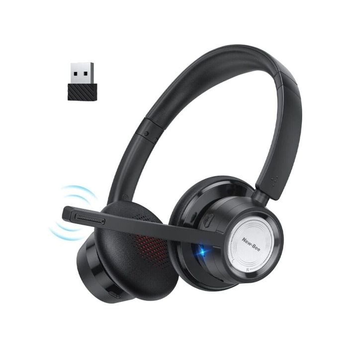 New Bee BH58 Wireless Office Headset Black Noise Cancelling Bluetooth ...