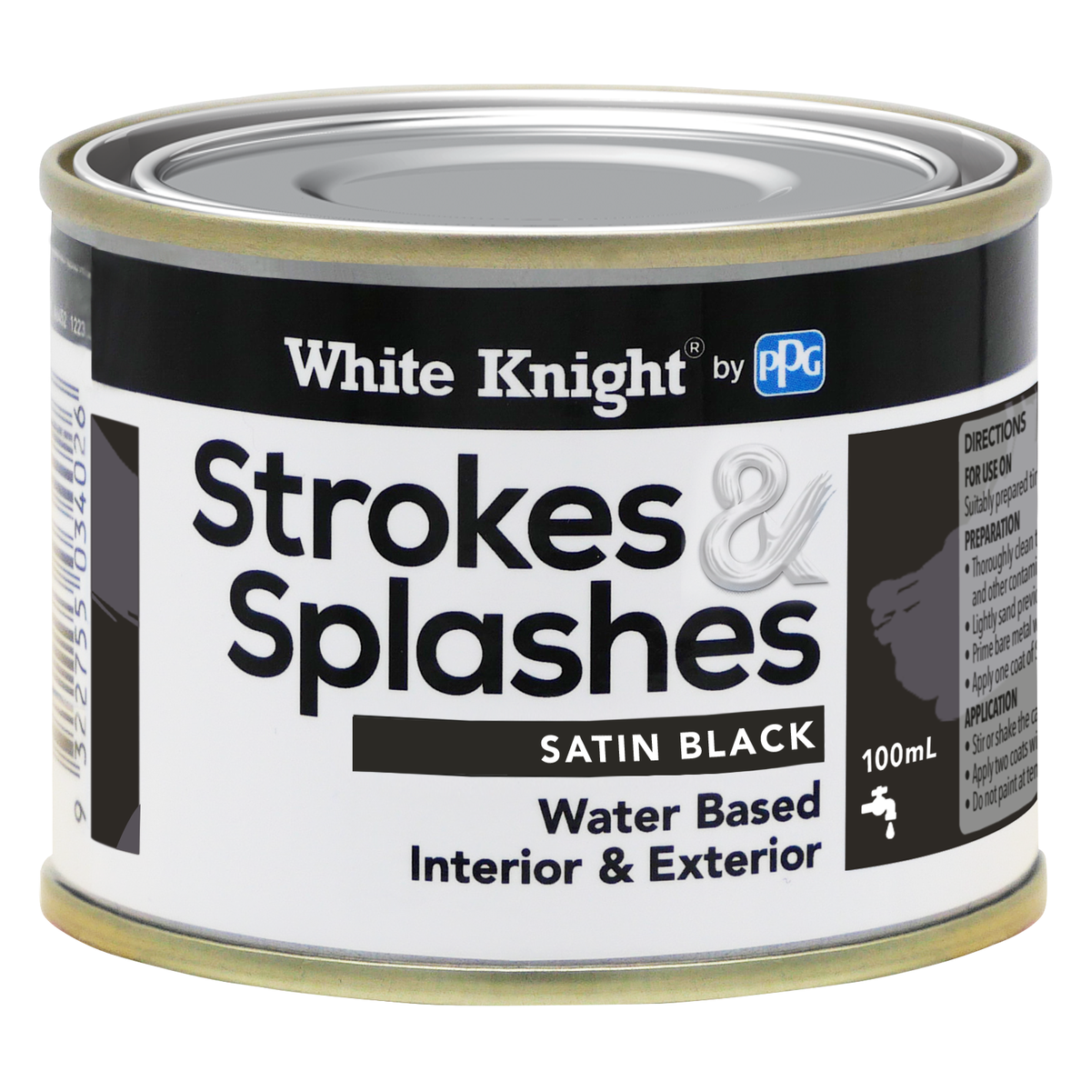 White Knight 100ml Black Satin Strokes and Splashes Paint - Bunnings ...