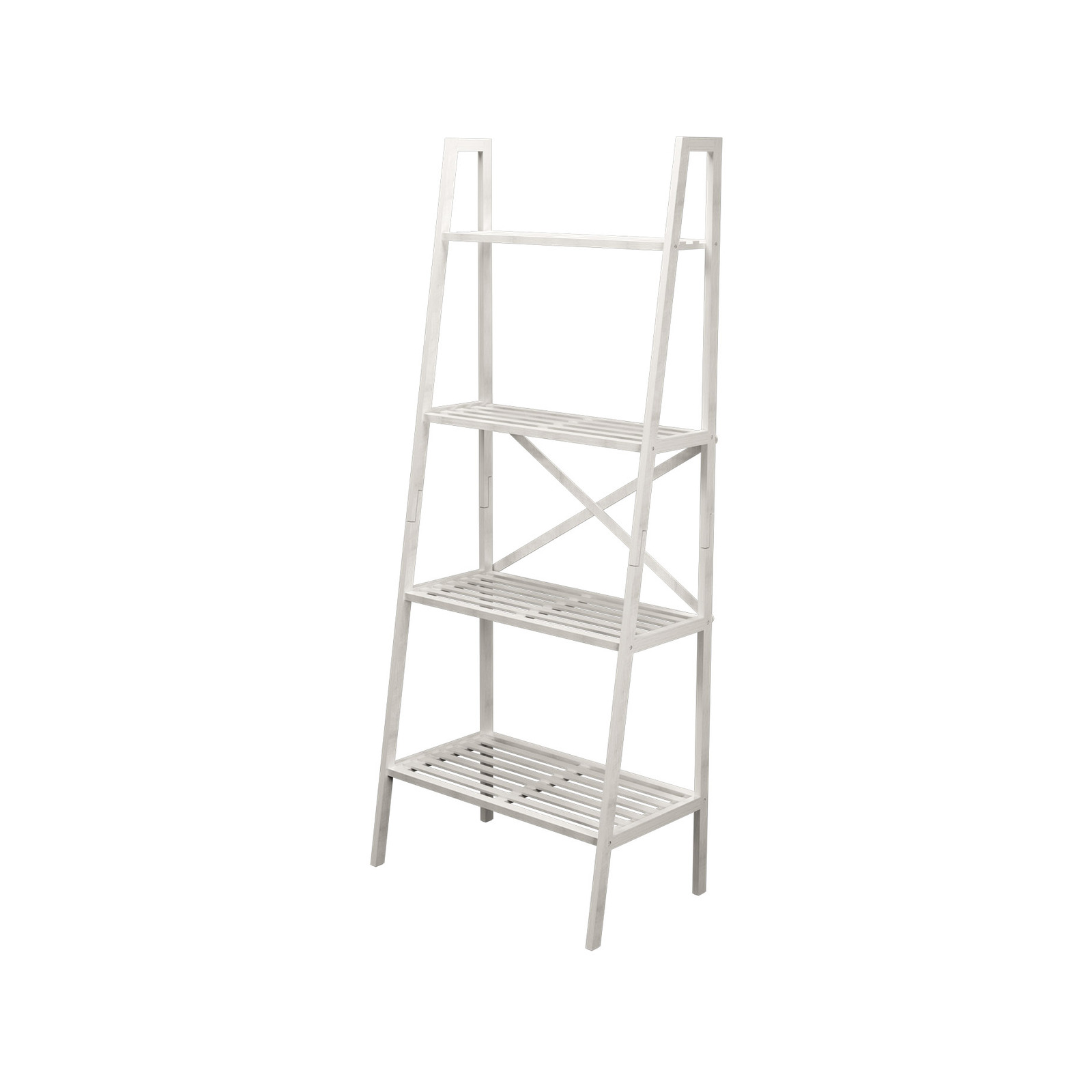 Flexi Storage Living White Bamboo 4 Tier Ladder Shelf White Bunnings Australia