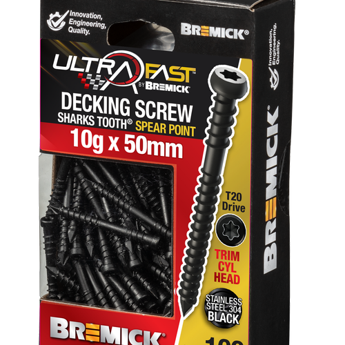Bremick 10G x 50mm Black Stainless Steel 304 T20 Trim Decking Screws ...