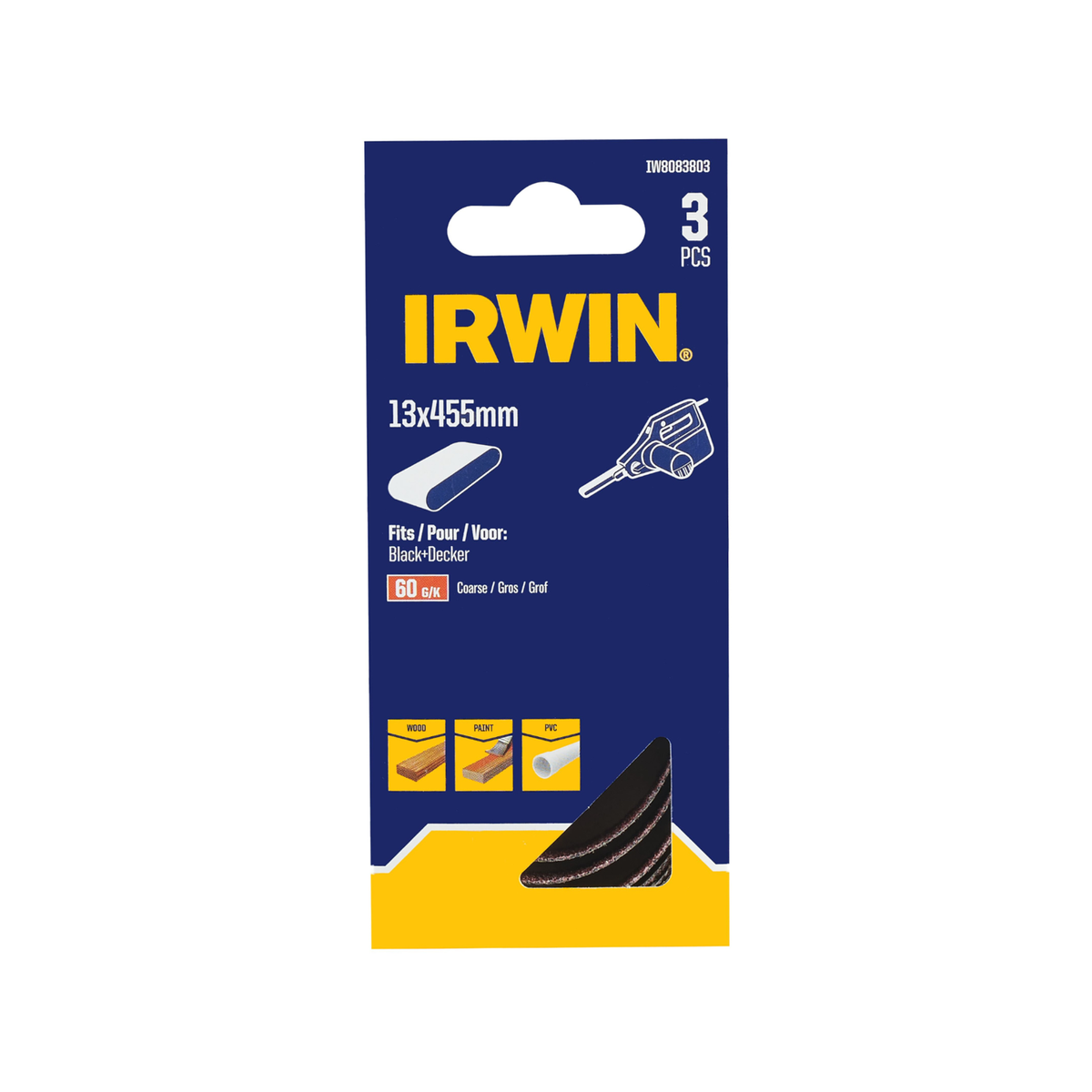 IRWIN 13mm 60 Grit Powerfile Belt - 3 Pack - Bunnings Australia