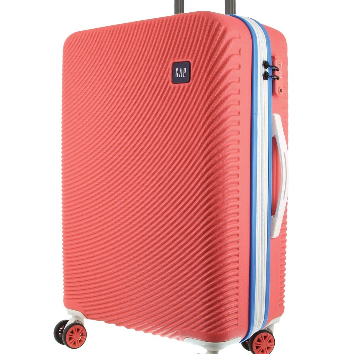 GAP Stripe Travel Suitcase Hard-Shell TSA Lock Large Luggage 76cm Coral ...