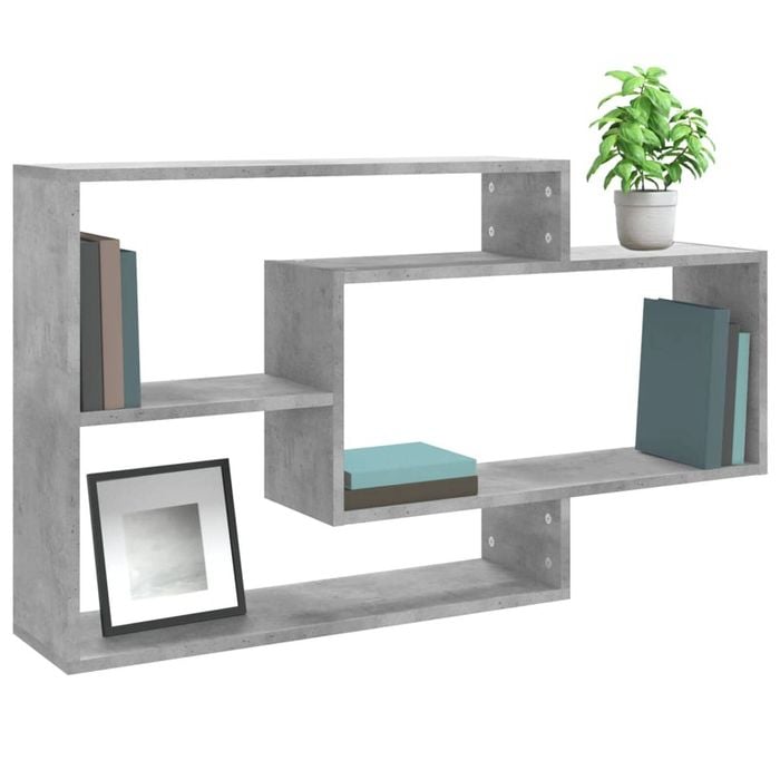 vidaXL Wall Shelves Concrete Grey Engineered Wood Floating Display Rack ...