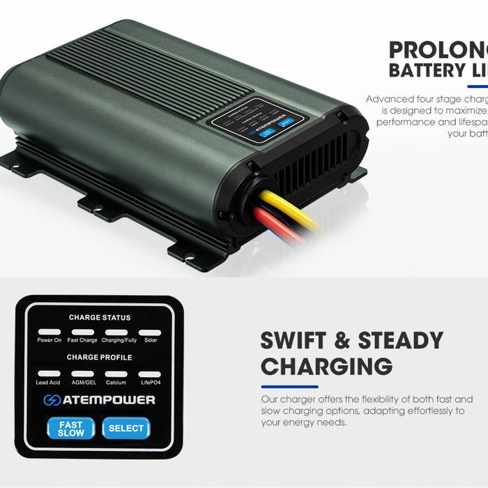 ATEM POWER 12V 60A DC to DC Battery Charger MPPT Dual Battery AGM ...