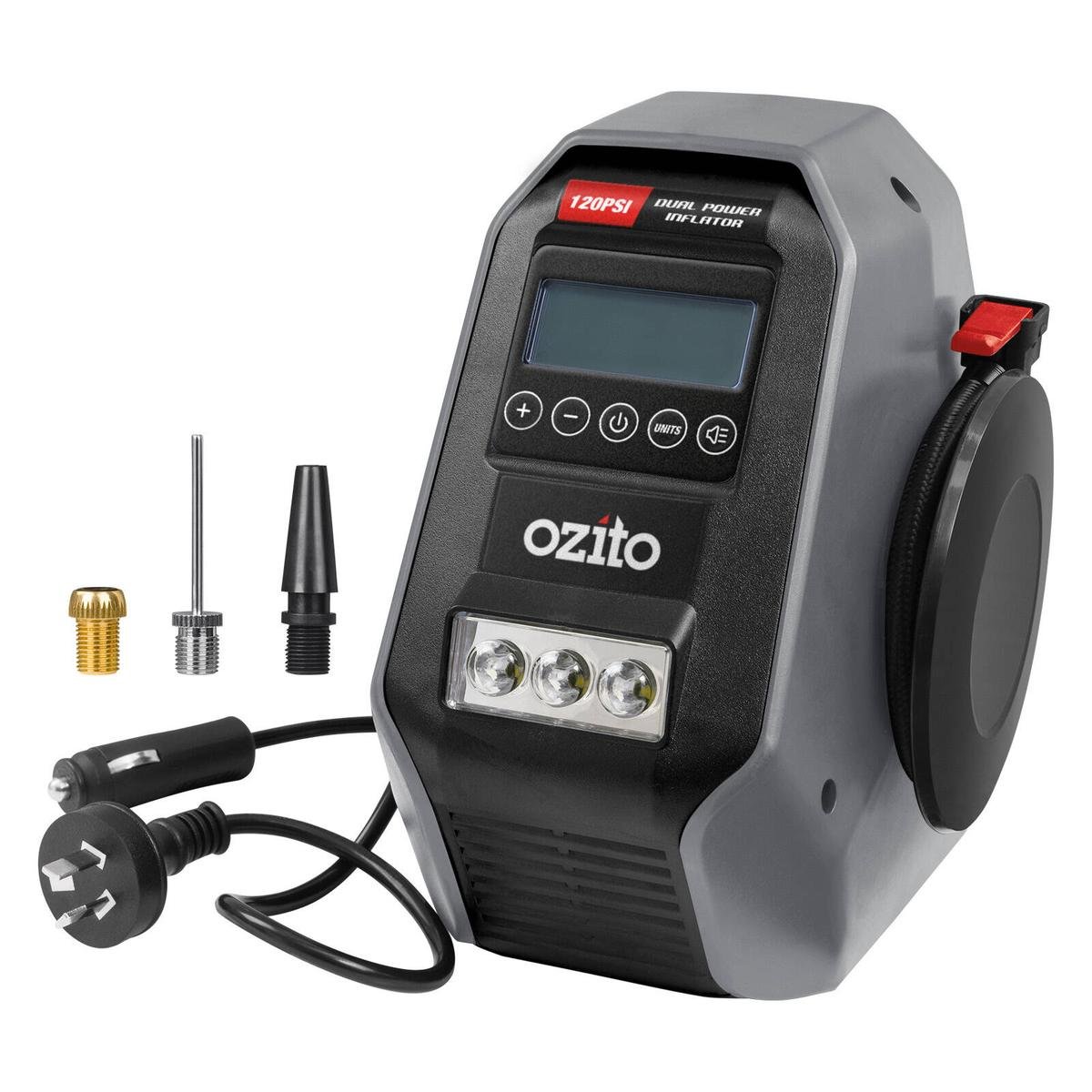 Ozito 12V-DC 240V-AC Dual Power Inflator DPI-6000 - Bunnings Australia