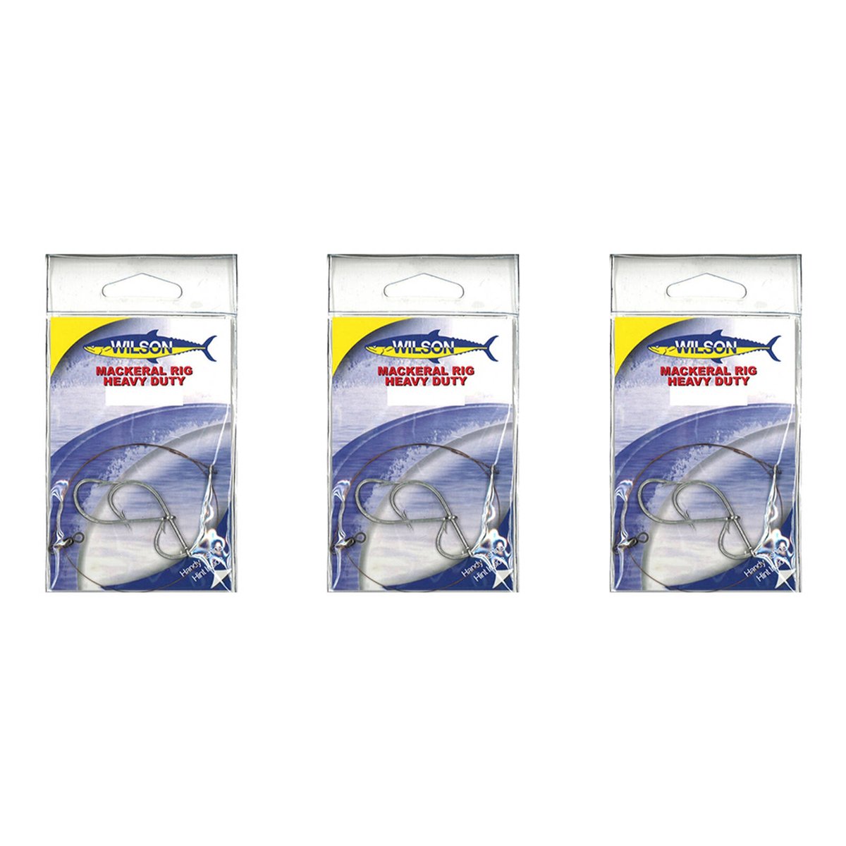 3x Wilson Heavy Duty Mackerel Fishing Rig 3x8/0 Hook-Setup-105lb Wire ...