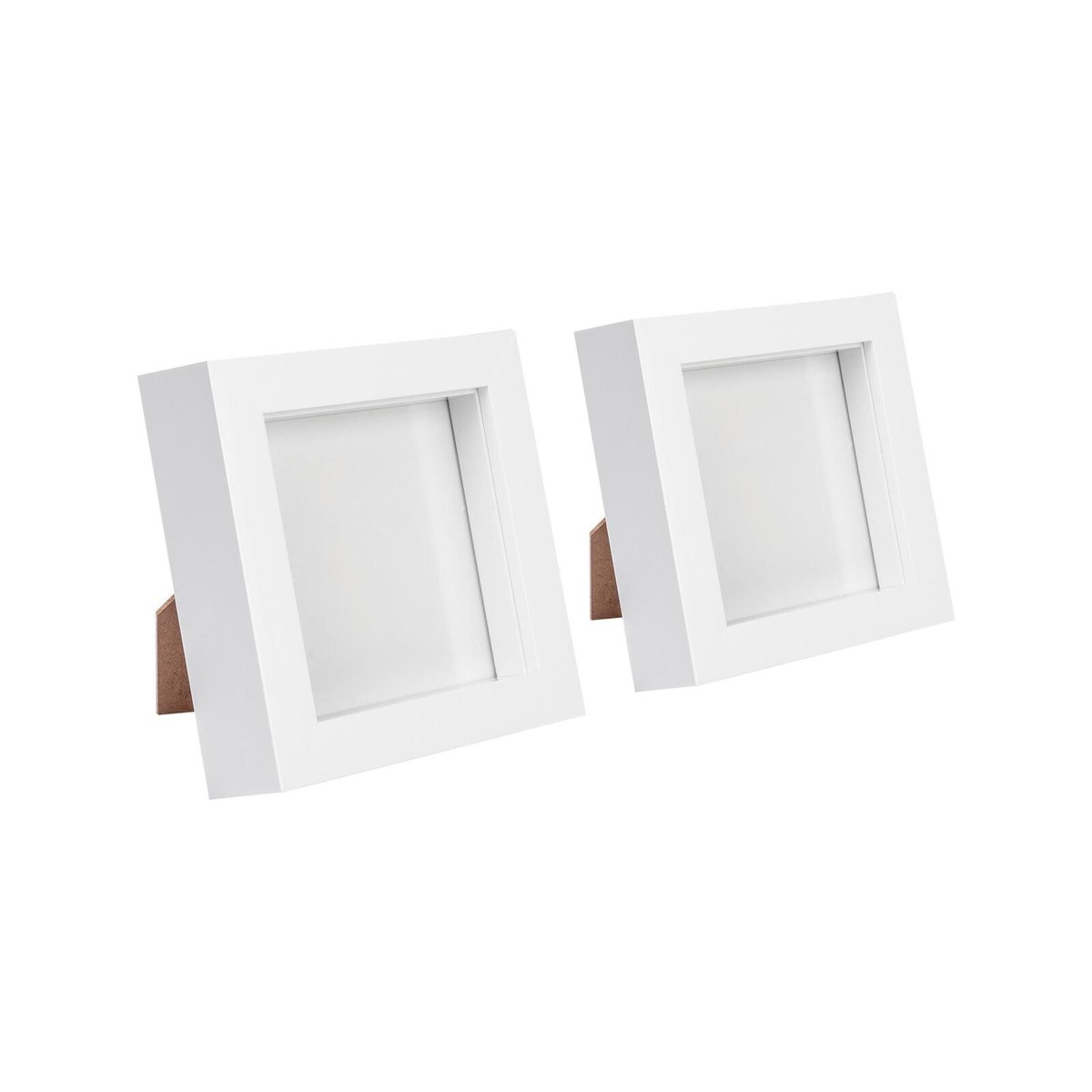 Nicola Spring 3D Box Photo Frames - 4" x 4" - White - Pack of 2 ...