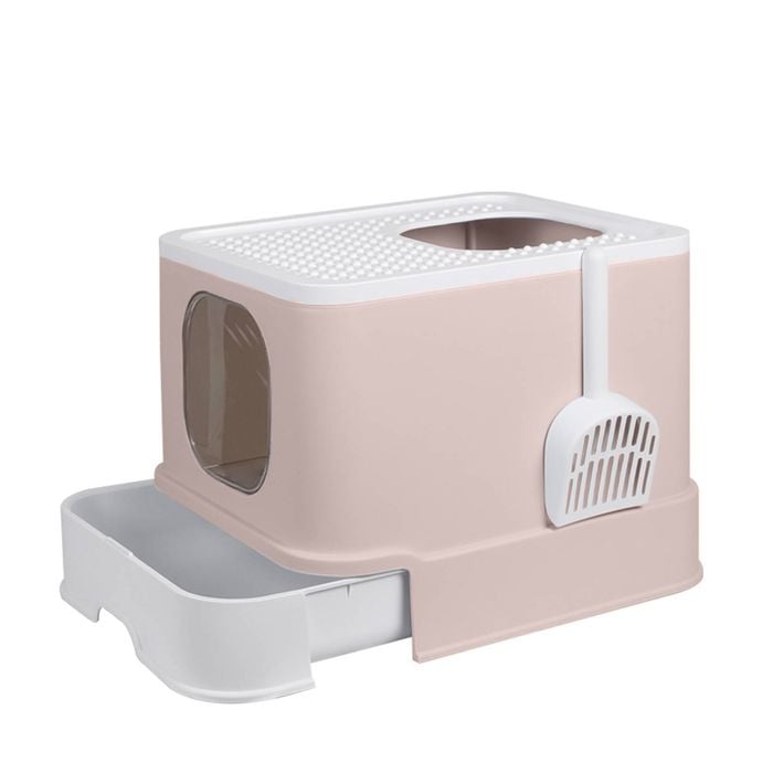 Pawz Cat Litter Box Fully Enclosed Toilet Pink - Bunnings Australia