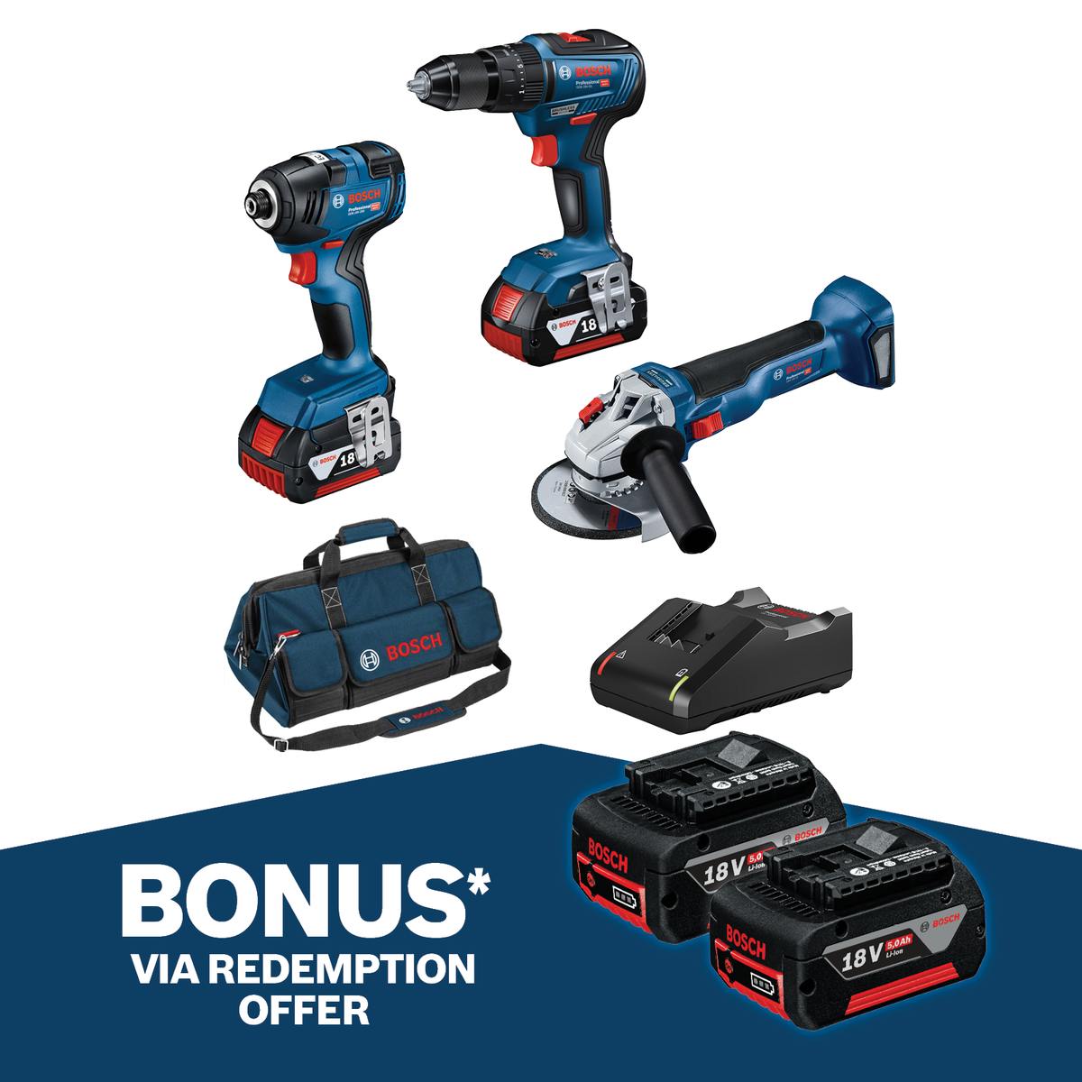 Bosch 18V Professional 3 Piece Brushless Combo Kit 0615990M18 ...