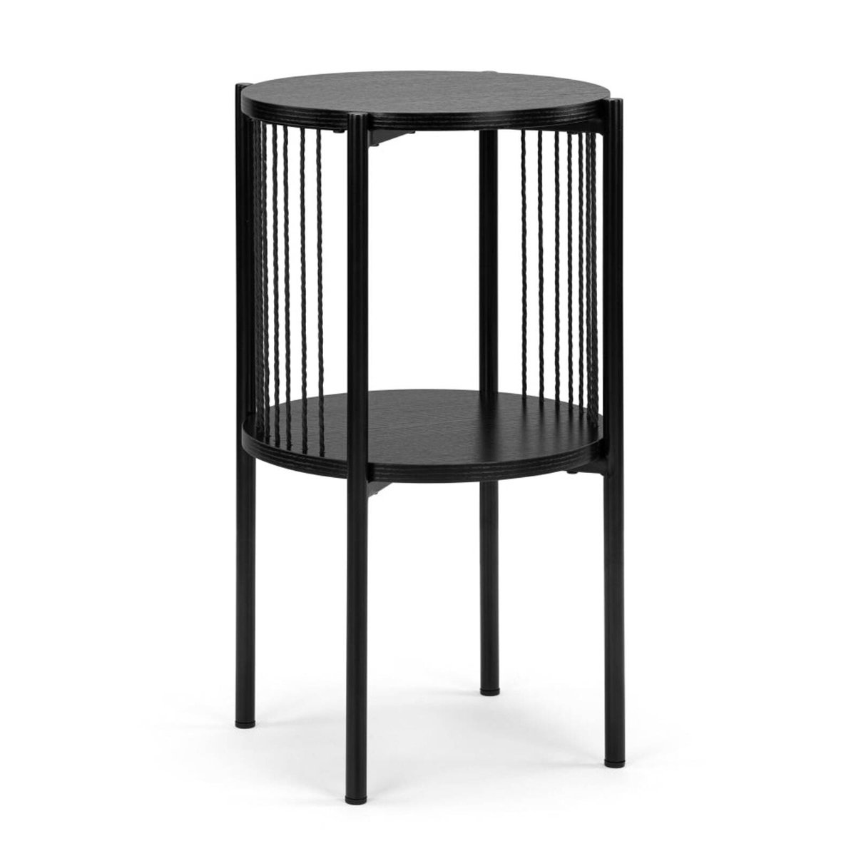 Design Square Connell Modern Round Wooden End Lamp Side Table - Black ...