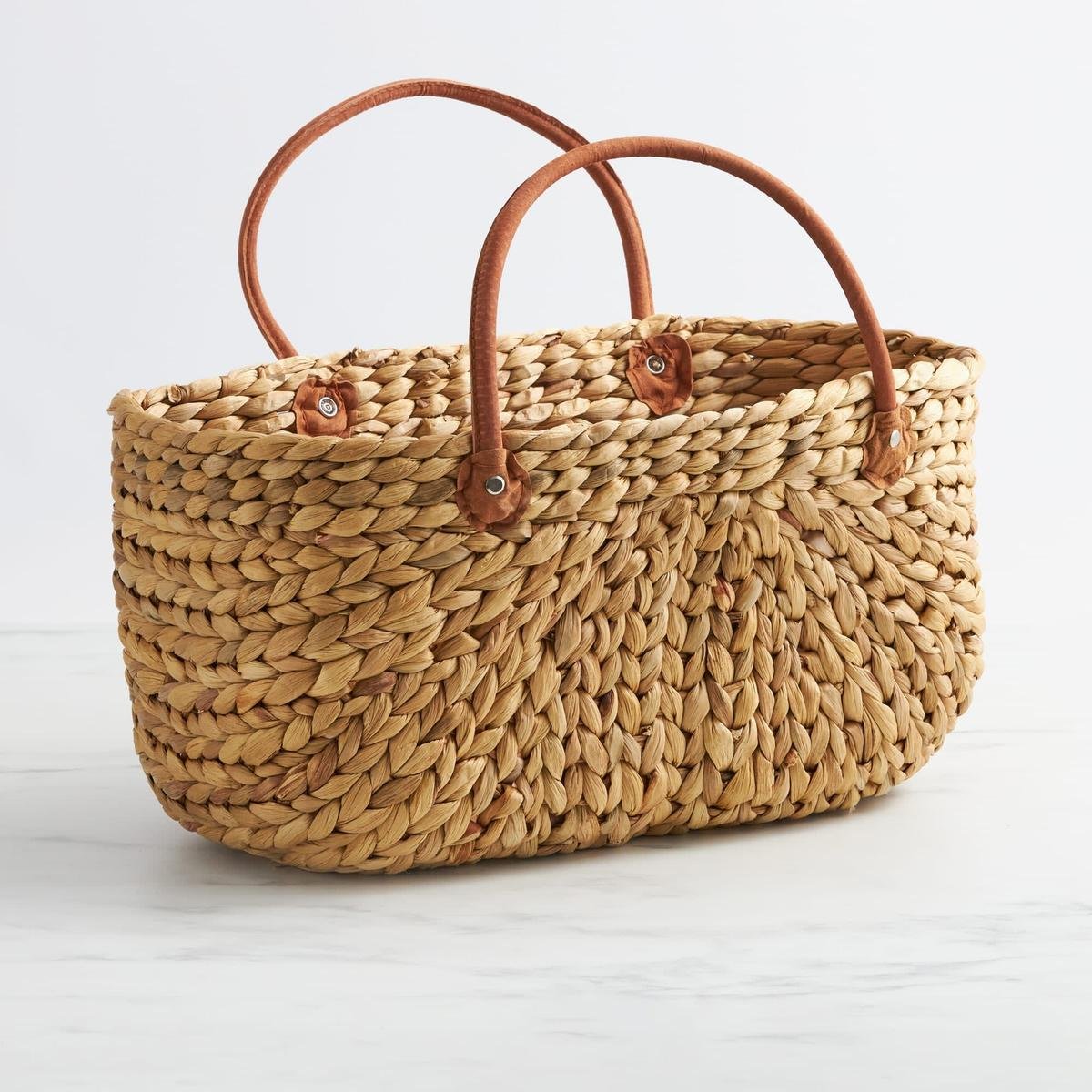 Salisbury & Co Province Carry Basket with Suede Handle Large Natural ...
