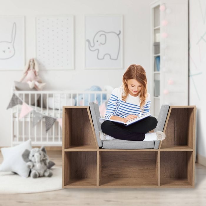 Levede Kids Bookcase Toy Box with Seat Shelf Storage Brown - Bunnings ...
