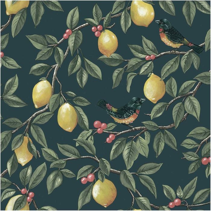Lemon Tree Teal, Wallpaper 10.05m x 53cm Wallpaper Boutique - Bunnings ...