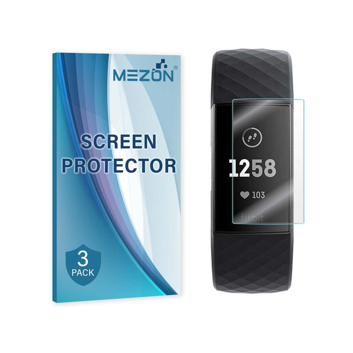 3 Pack MEZON Fitbit Charge 3 Ultra Clear TPU Film Screen Protectors ...