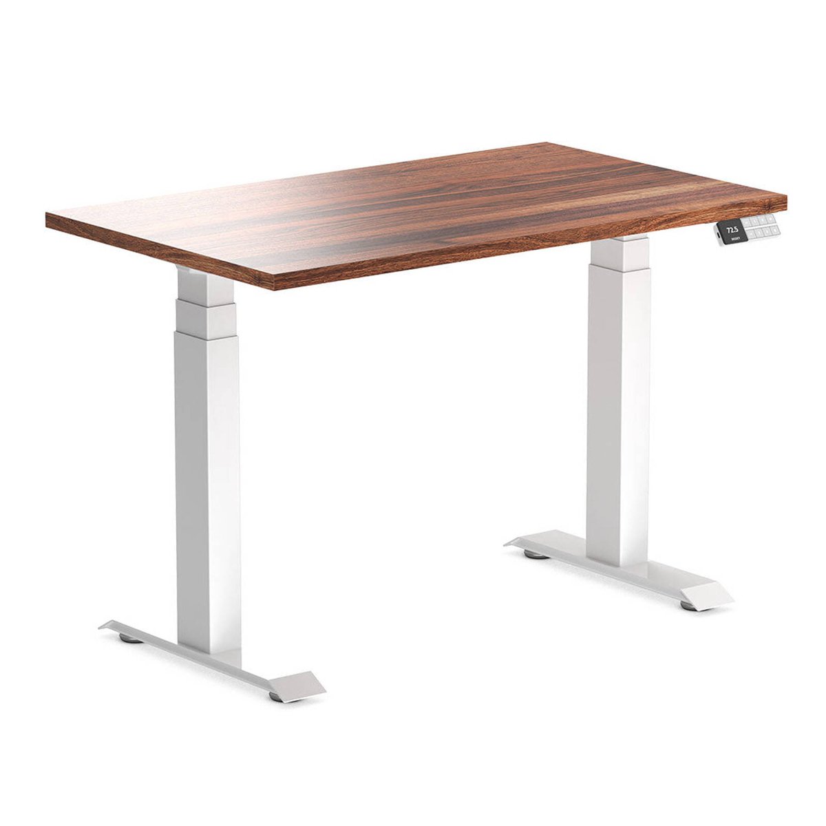 Desky Dual Mini Walnut Hardwood Sit to Stand Desk 1000x600mm White ...
