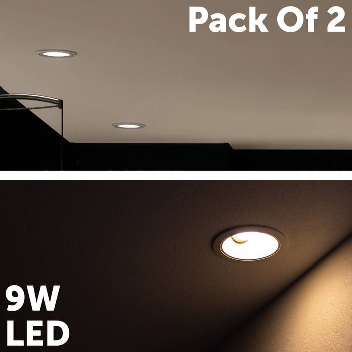 Arlec 9W 92mm Tri-Colour Dimmable LED Downlight Recessed Lens - 2 Pack ...