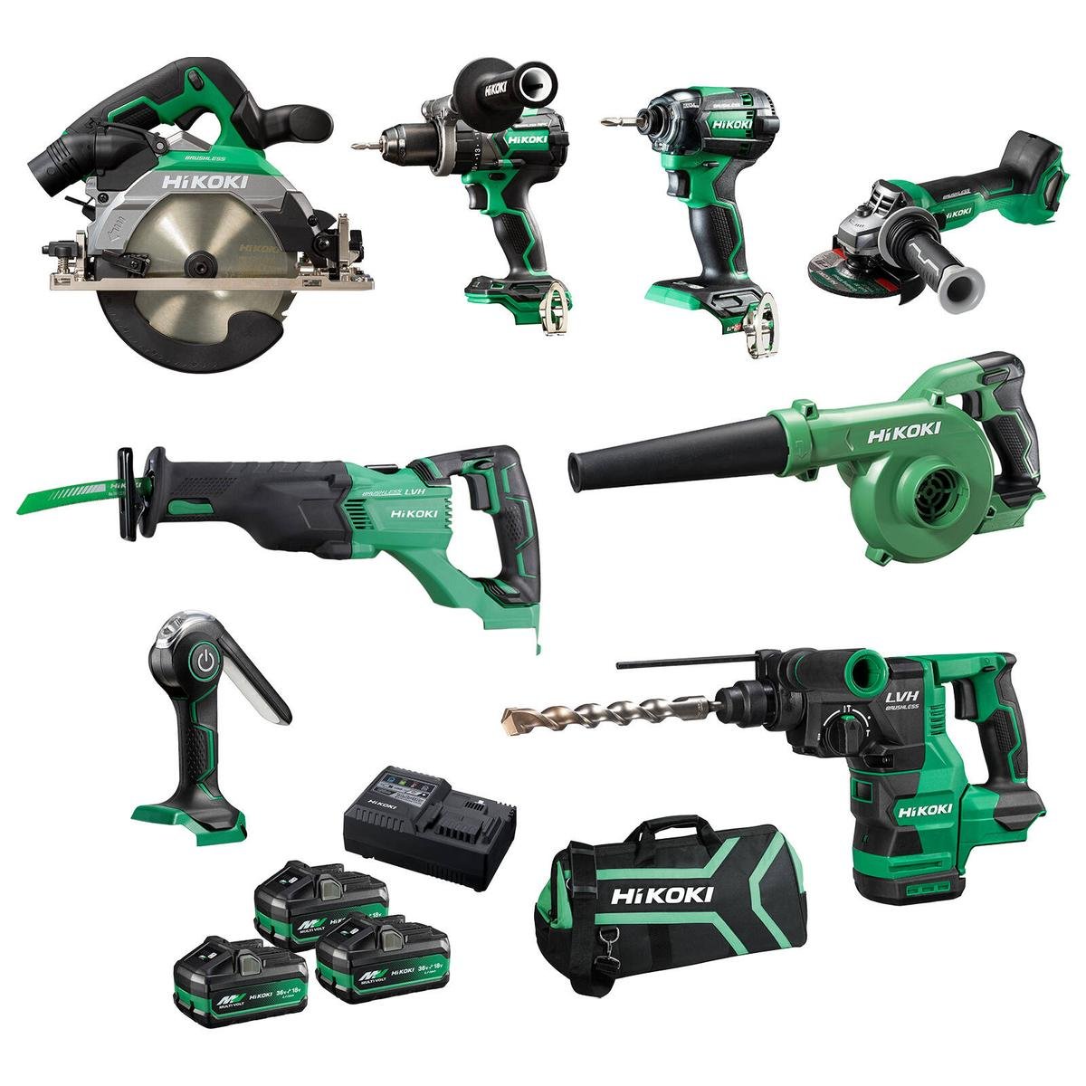 HIKOKI 18V Brushless 8pce Combo Kit KC18D8P3(HRZ) - Bunnings Australia