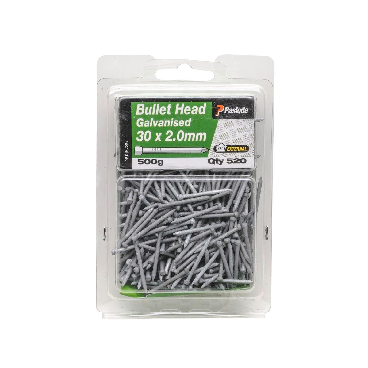Paslode 30 x 2.0mm 500g Galvanised Bullet Head Nail - 520 Pack ...