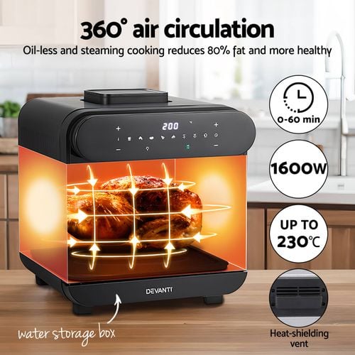 Devanti Steam Air Fryer Oven 15L with LCD Touch 1600W - Bunnings Australia