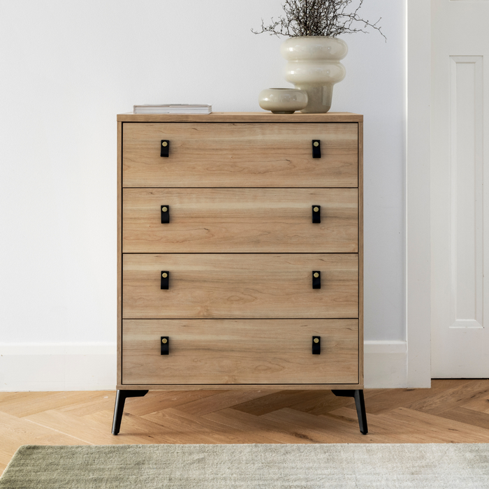 Hunter Chest of Drawers with 4 Drawers Bedroom Dresser, Oak - Bunnings ...