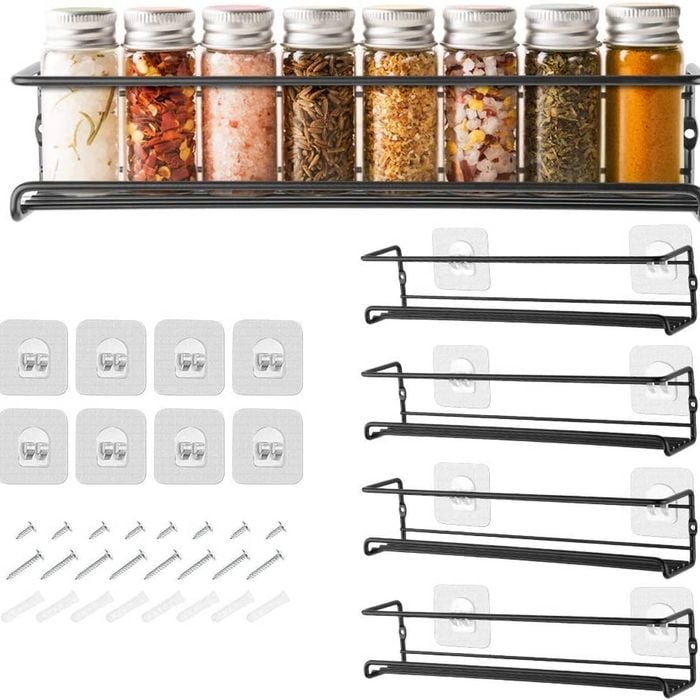 4 Tier Hanging Stainless Steel Spice Racks Wall Mounted Kitchen Pantry ...