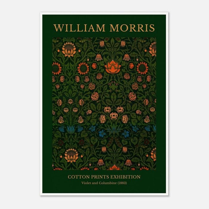 Galrie William Morris Cotton Prints Exhibition Artwork Violet and Columbine (1883) Home, Poster ...