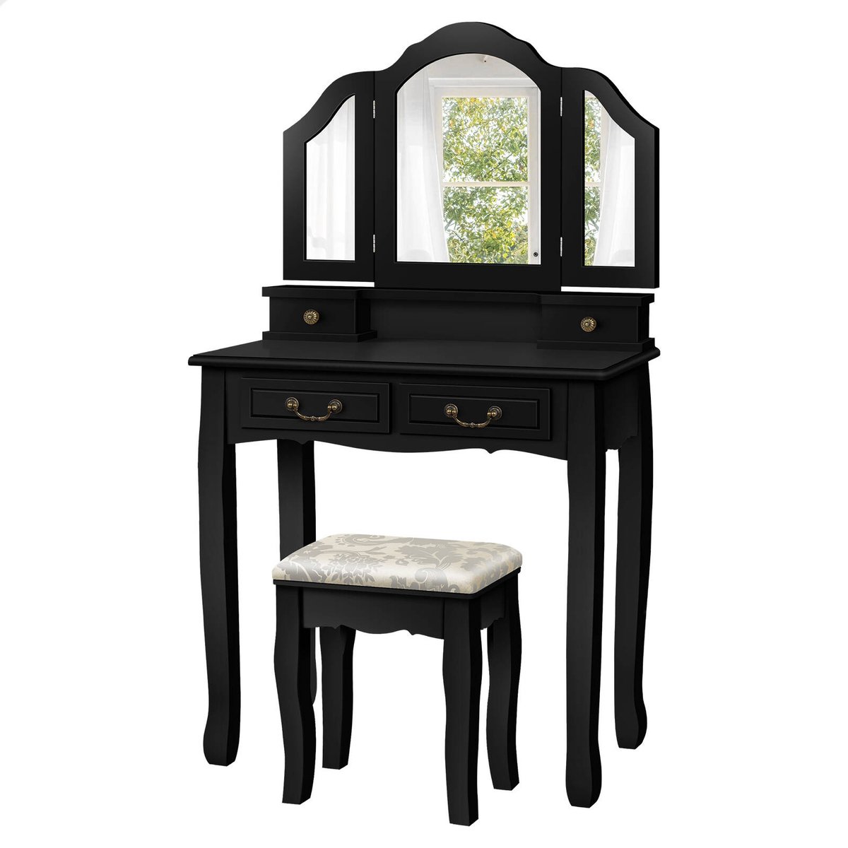 ALFORDSON Dressing Table Stool Foldable Black - Bunnings Australia