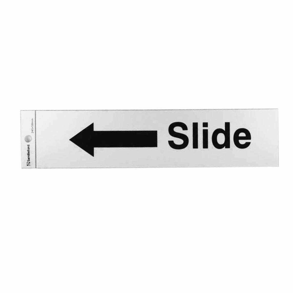 Sandleford 245 x 58mm Slide Arrow Left Silver Self Adhesive Sign ...